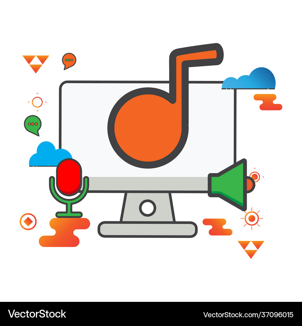 Music computer flat icon can use for icon Vector Image