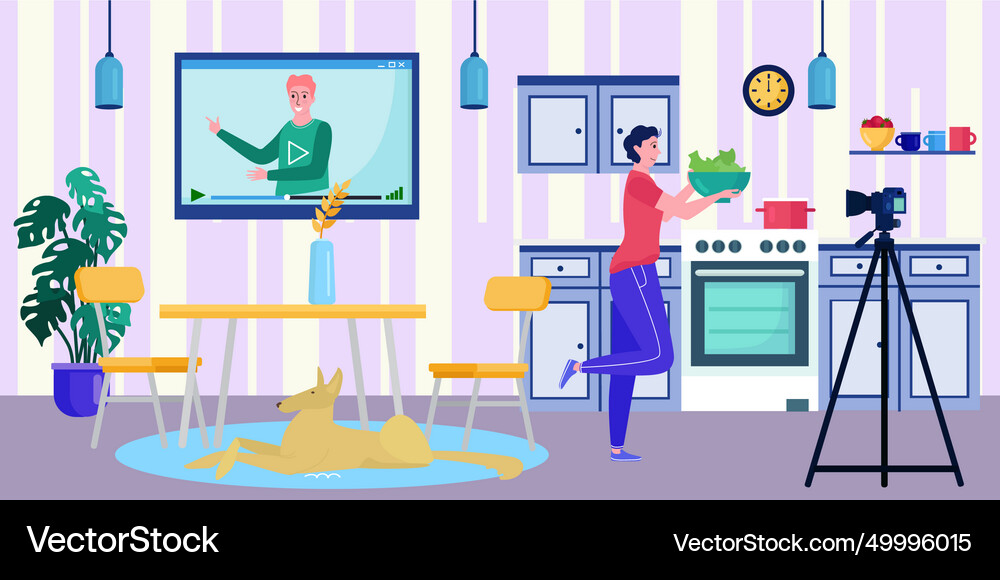 Online blogger video at screen Royalty Free Vector Image