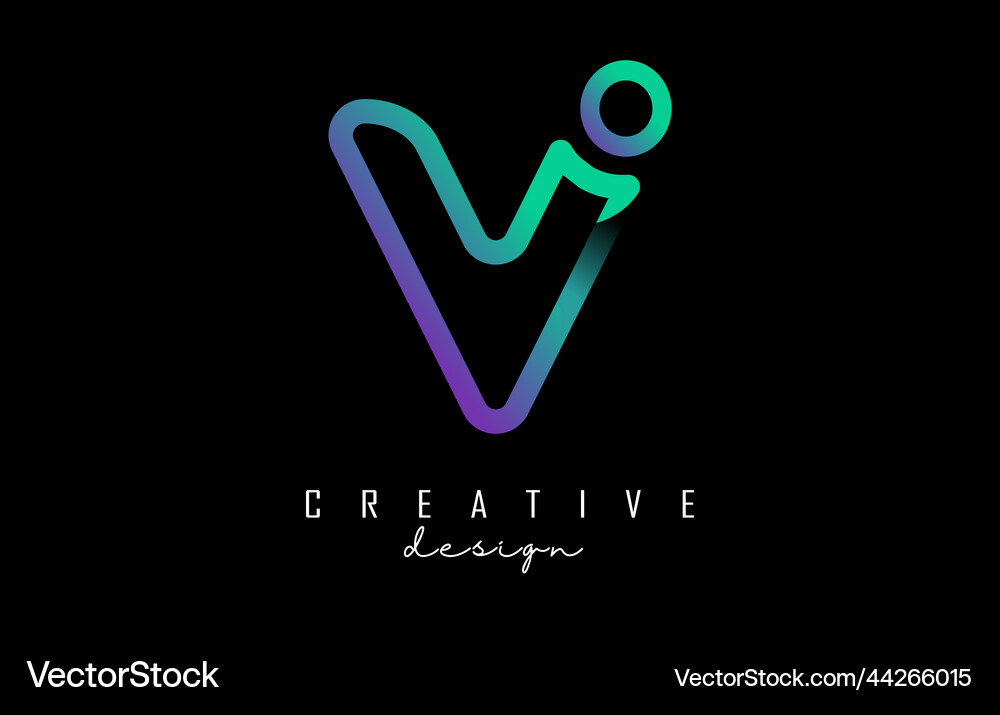 Outline letter v logo with dot and gradient Vector Image