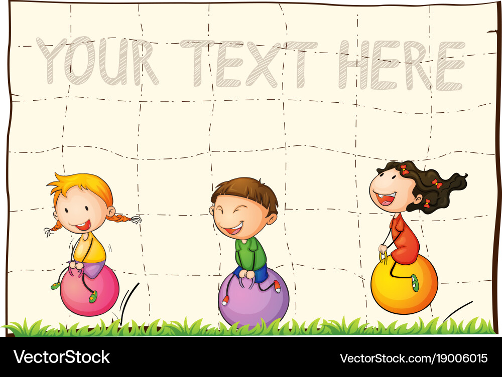 Paper background with kids on bouncing balls Vector Image