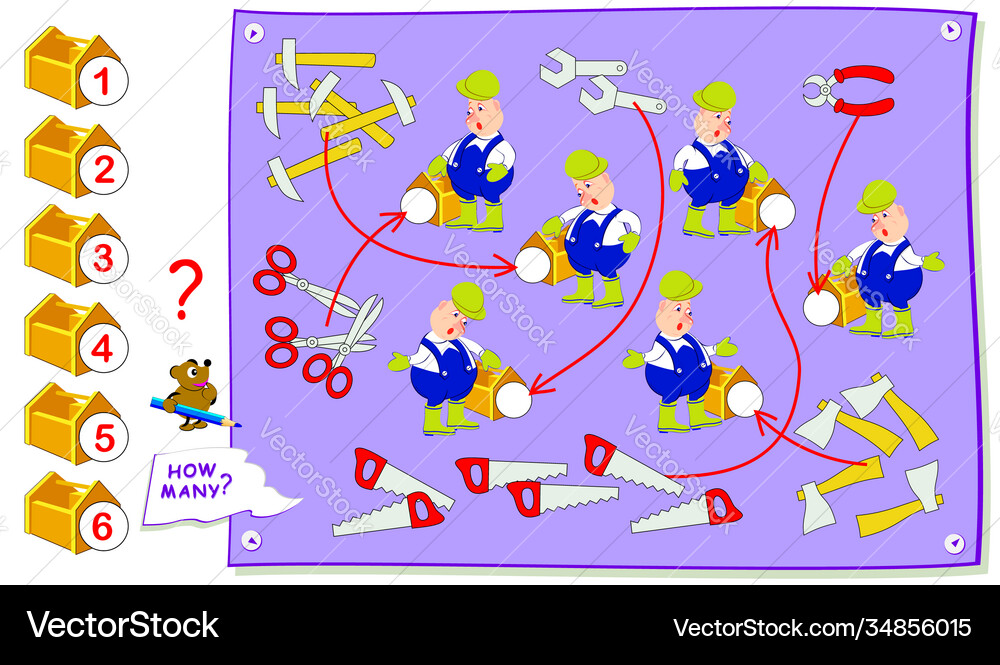 Printable educational page for kids how many Vector Image