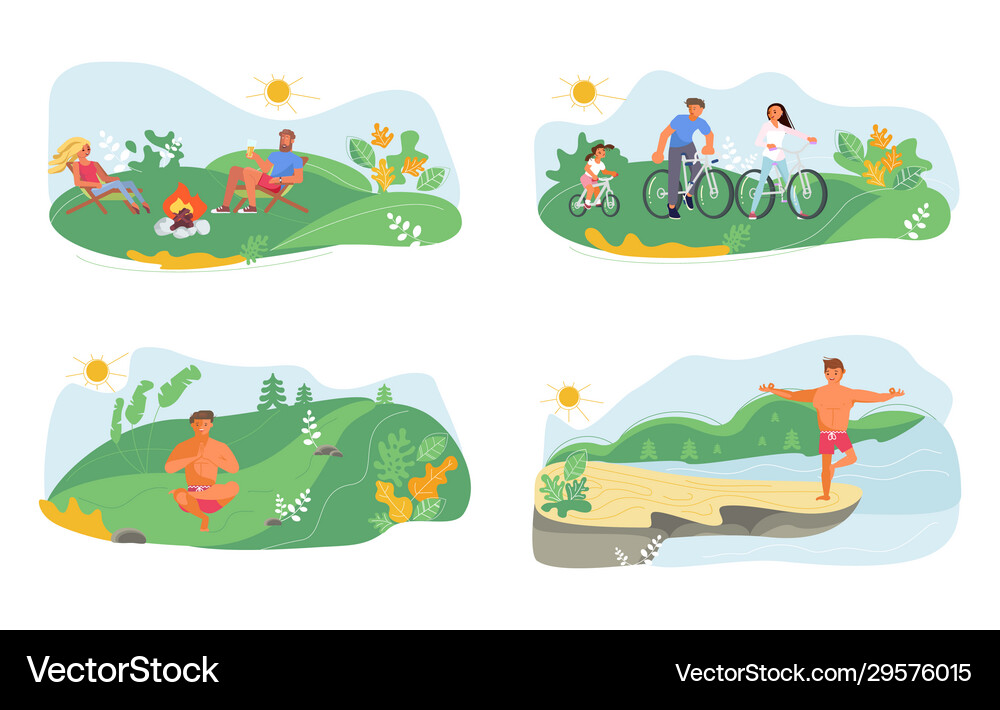 Set summer outdoor activities Royalty Free Vector Image