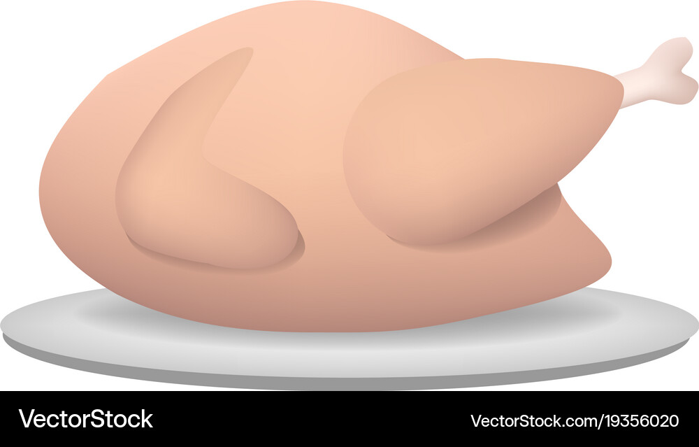 3d raw whole chicken side view on plate Royalty Free Vector