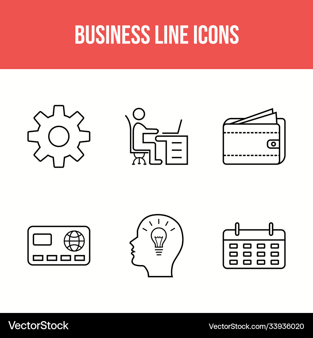 6 unique business line icon set Royalty Free Vector Image