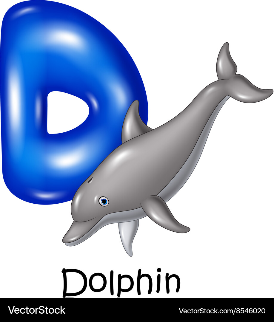 Cartoon d letter for dolphin Royalty Free Vector Image