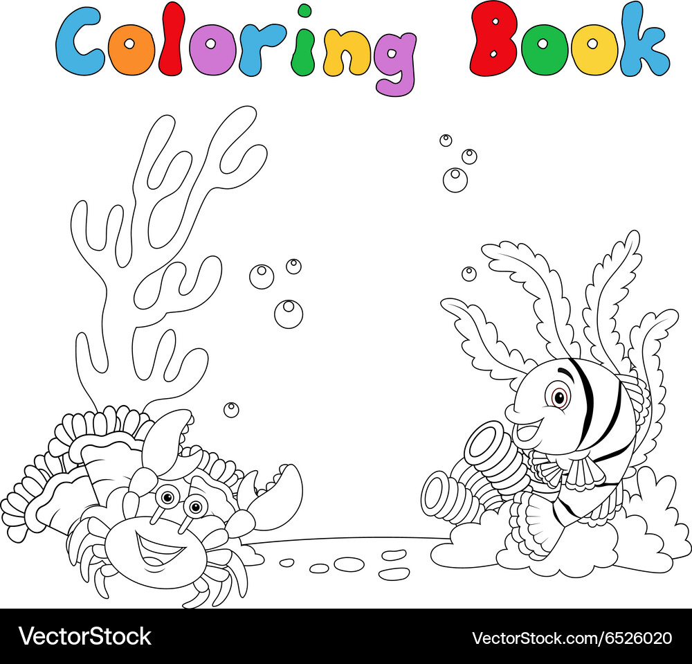 Cartoon under water coloring book Royalty Free Vector Image