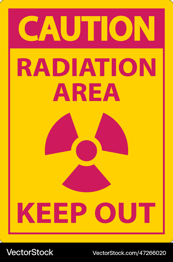 Caution radiation area keep out sign on white Vector Image