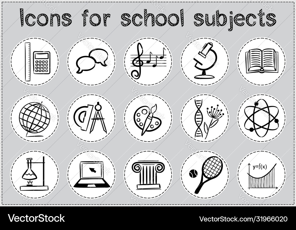 Collection hand drawn icons education Royalty Free Vector