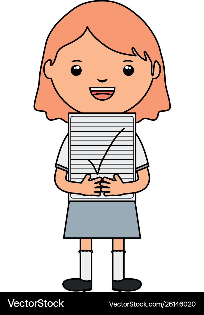 Cute little student girl with notebook Royalty Free Vector