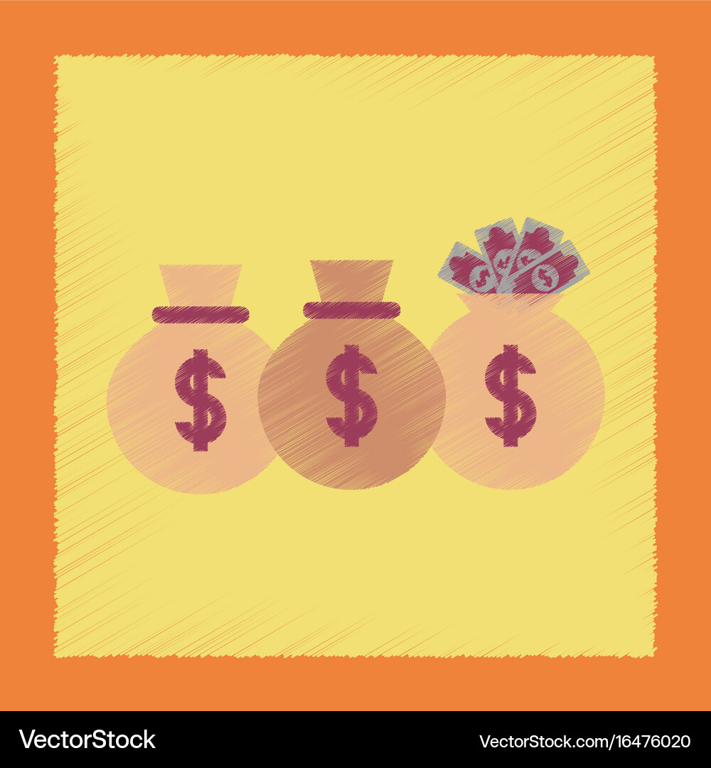 Flat shading style icon money bag Royalty Free Vector Image