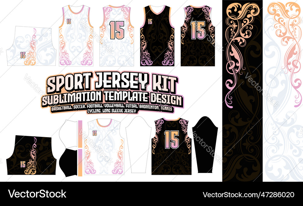 Floral gradient jersey design apparel sublimation Vector Image