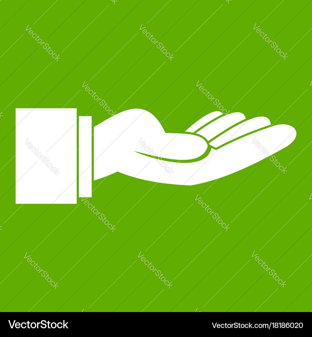 Outstretched hand gesture icon green Royalty Free Vector