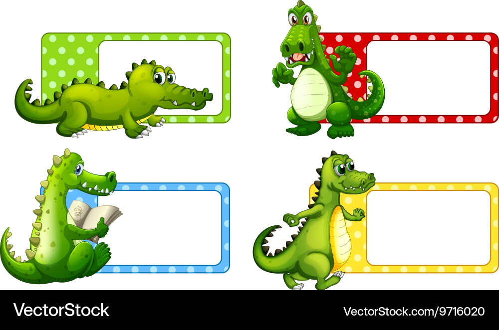 Polkadot labels with crocodiles Royalty Free Vector Image