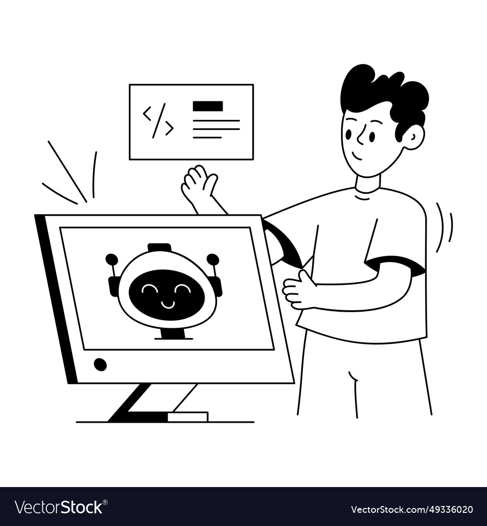 Robot coding Royalty Free Vector Image - VectorStock