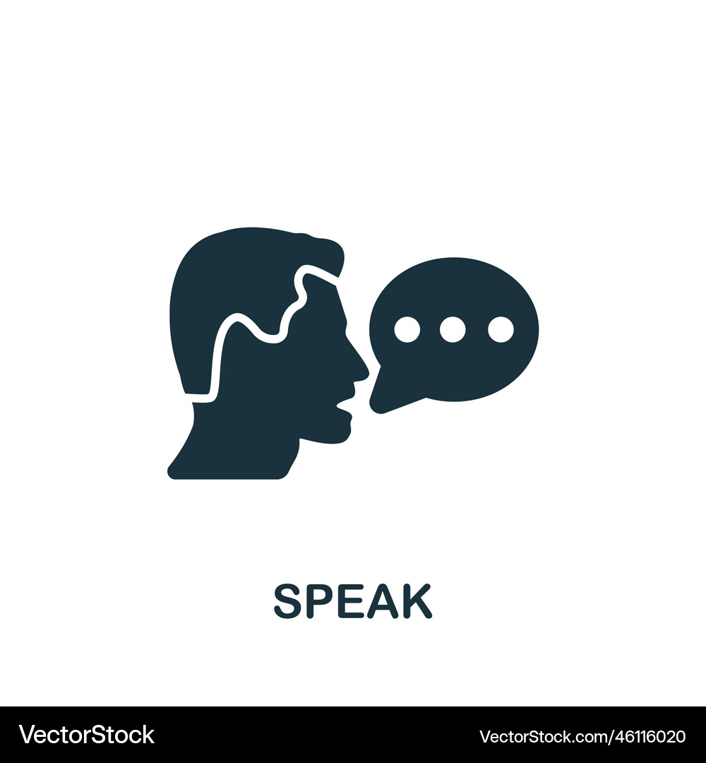 Speak icon monochrome simple sign from speech Vector Image