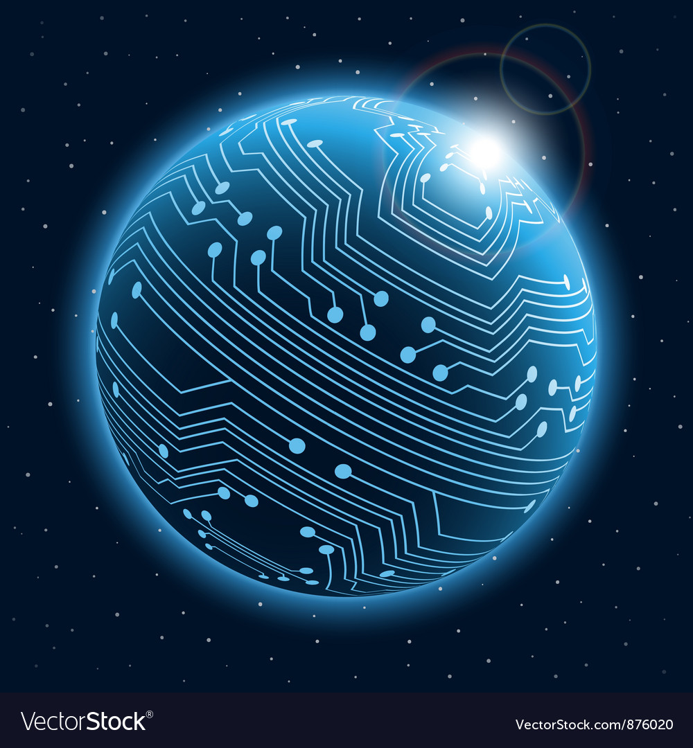 Technology planet Royalty Free Vector Image - VectorStock