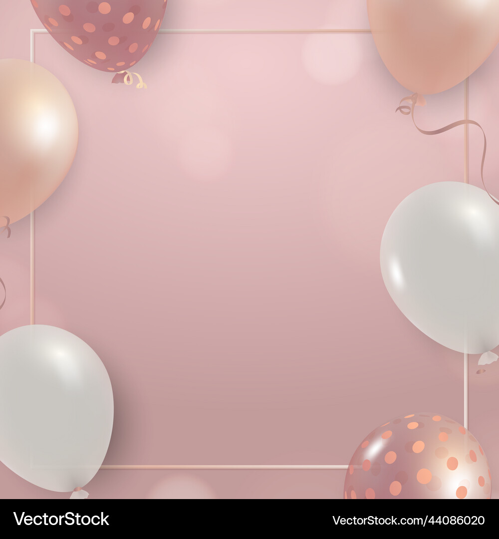White and pink balloons frame design Royalty Free Vector