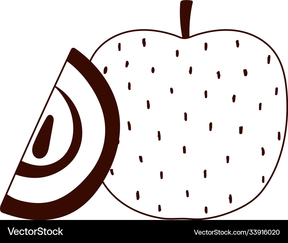 Whole and slice apple fruit fresh isolated design Vector Image