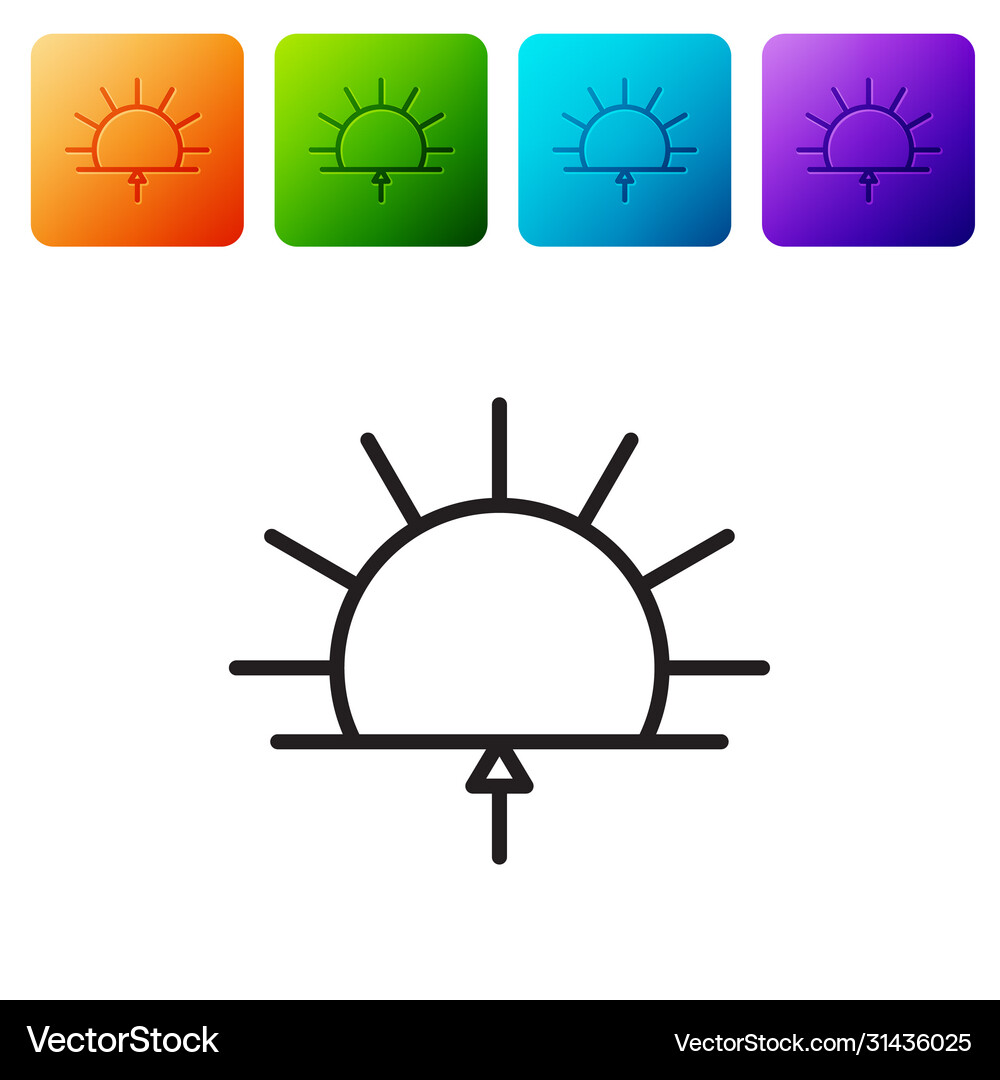 Black line sunrise icon isolated on white Vector Image