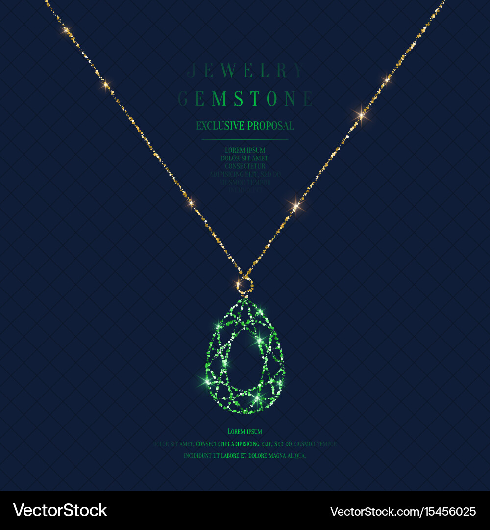Bright poster with a precious pendant chain Vector Image