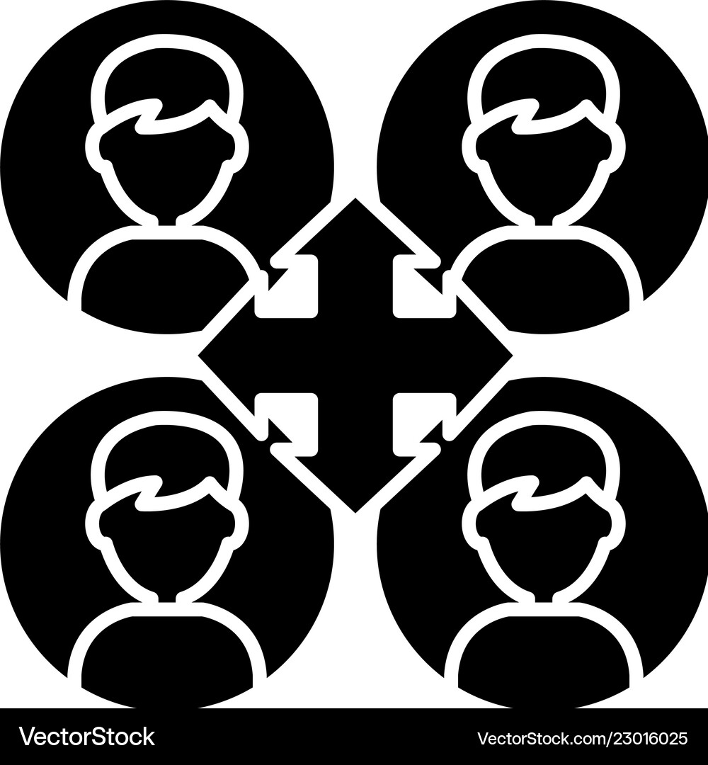 Business networking black icon sign Royalty Free Vector