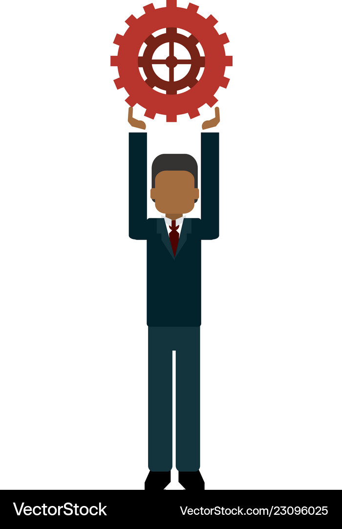 Businessman holding gear Royalty Free Vector Image