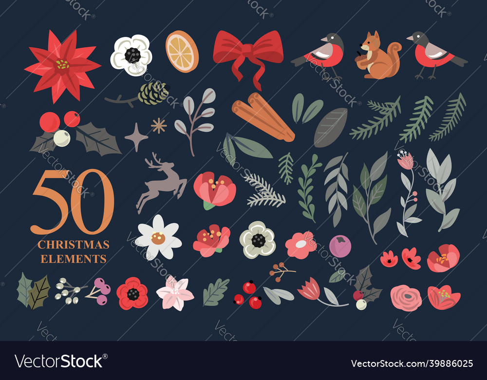 Christmas design elements set Royalty Free Vector Image