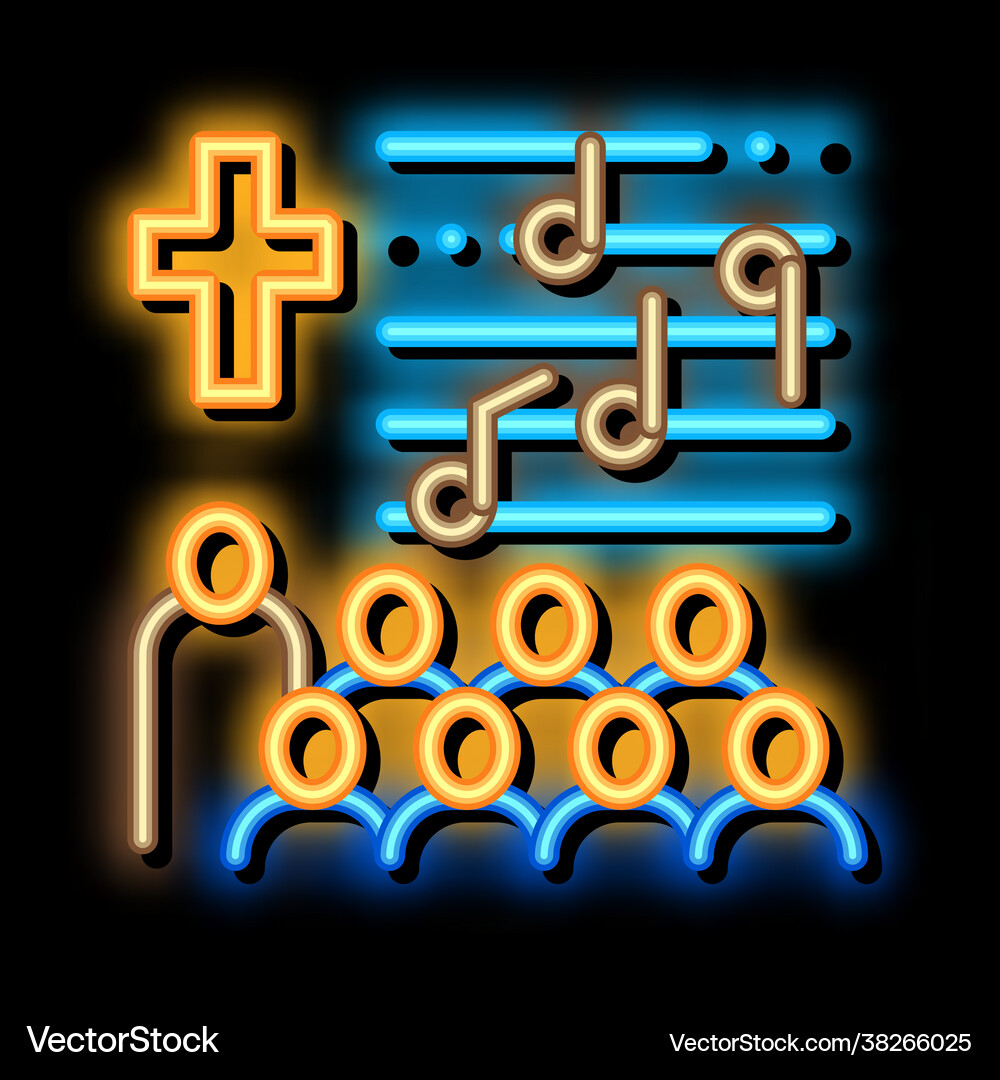 Church choir neon glow icon Royalty Free Vector Image