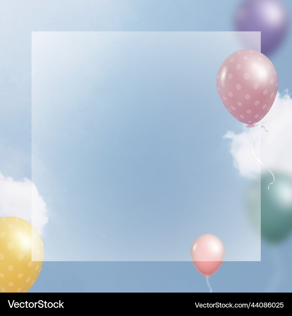 Colorful flying balloons frame design Royalty Free Vector