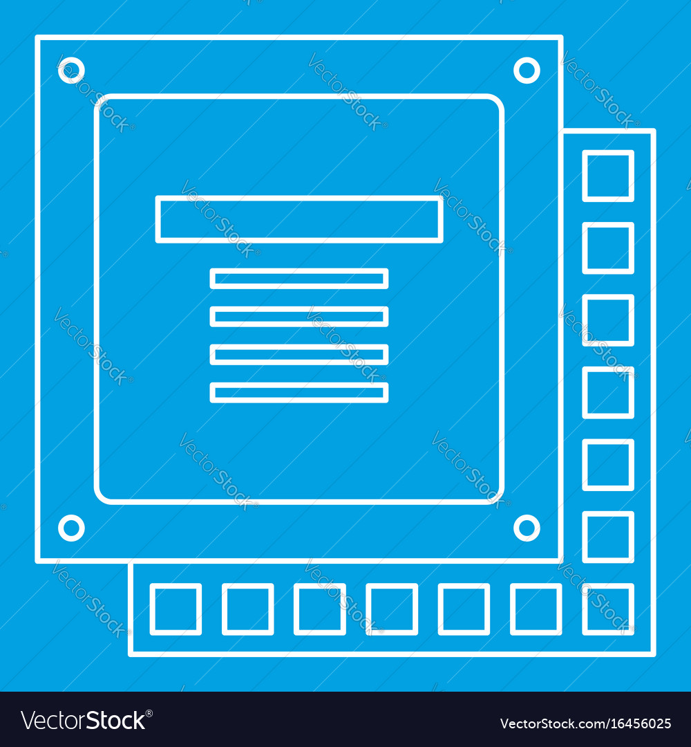 Computer cpu processor chip icon outline Vector Image