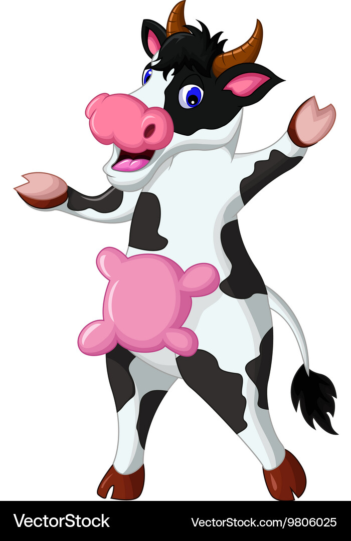 Happy cow cartoon posing Royalty Free Vector Image