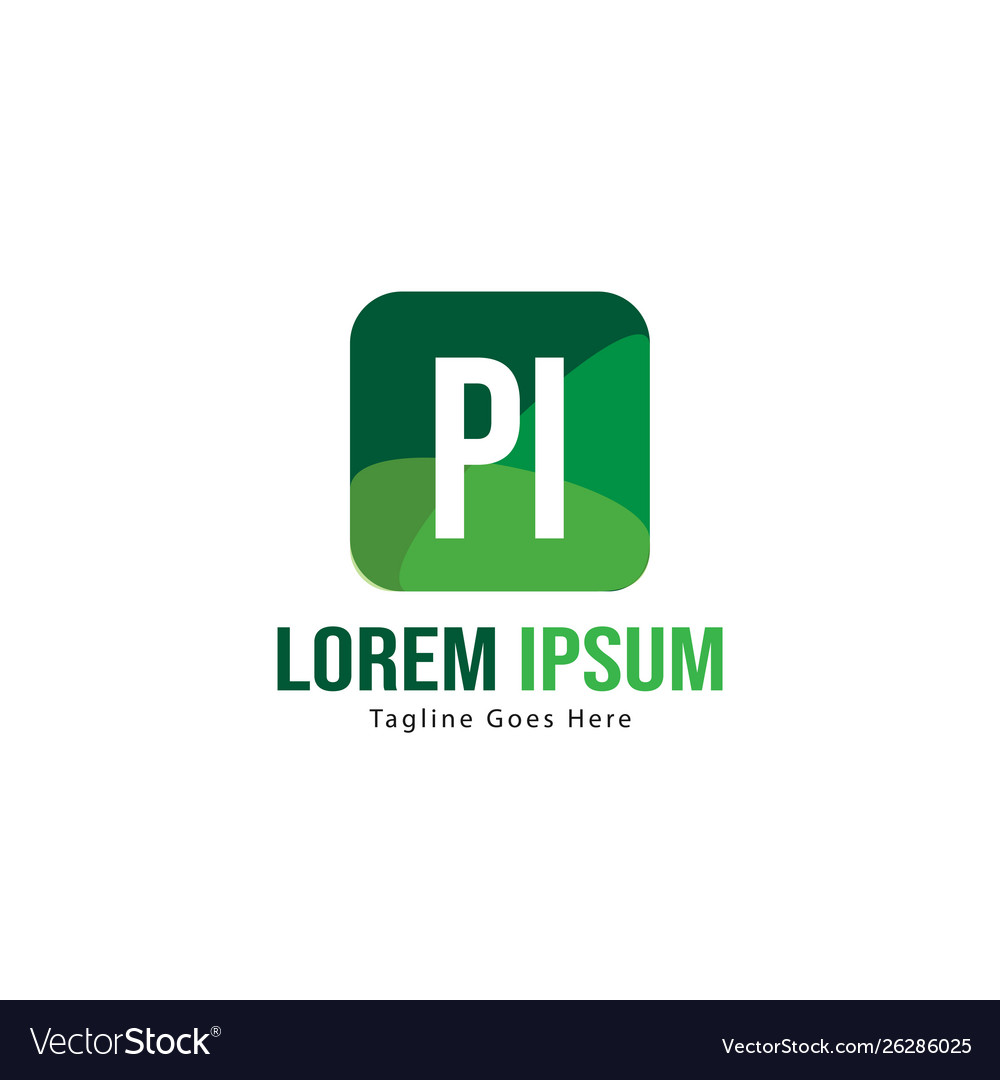 Initial pi logo template with modern frame Vector Image