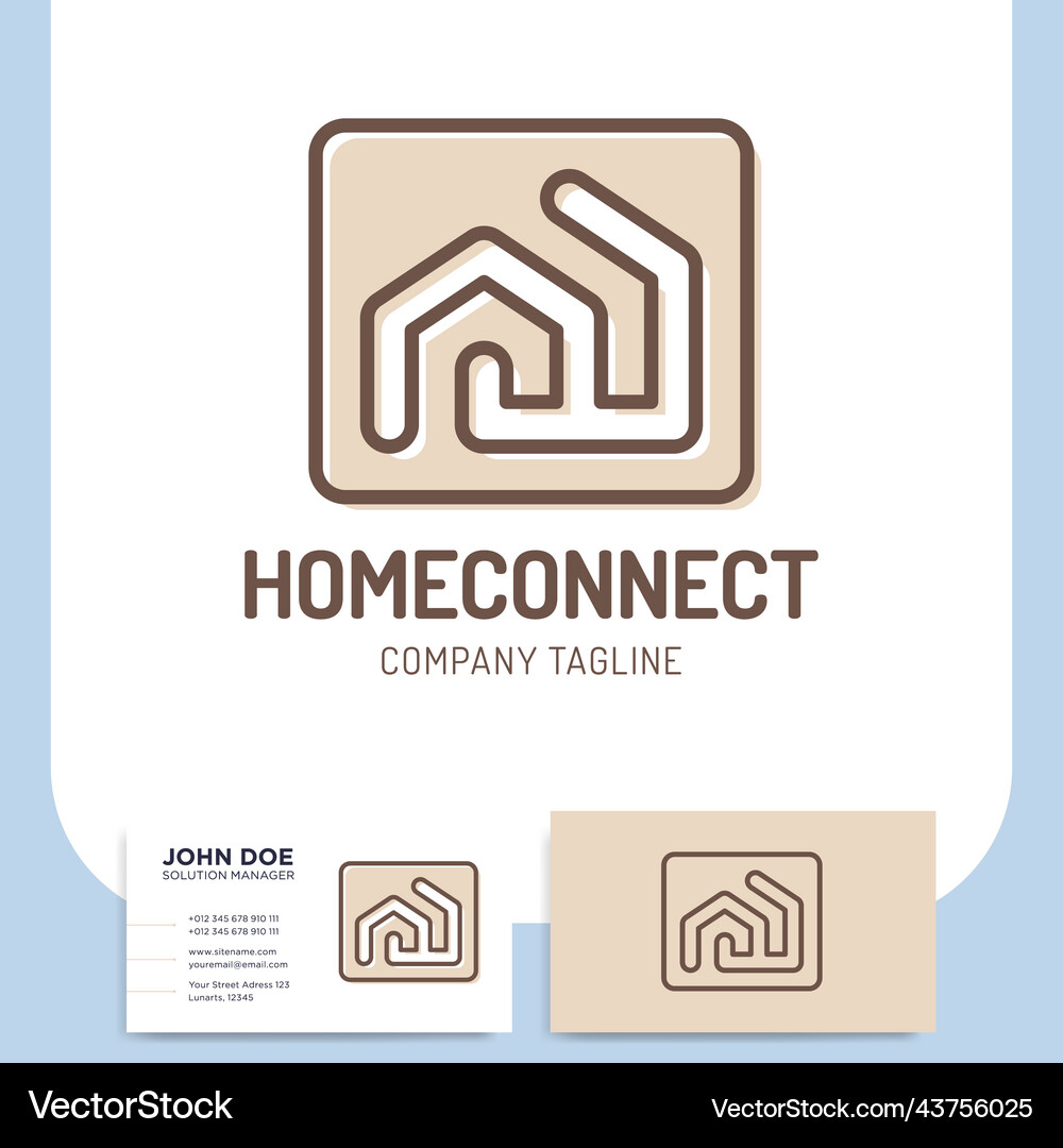 Isolated two line style home connect logo Vector Image