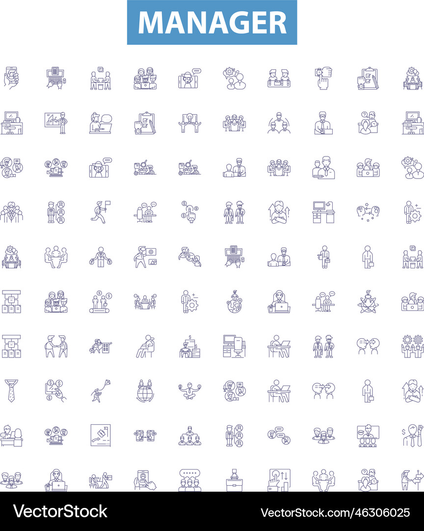 Manager line icons signs set supervisor Royalty Free Vector