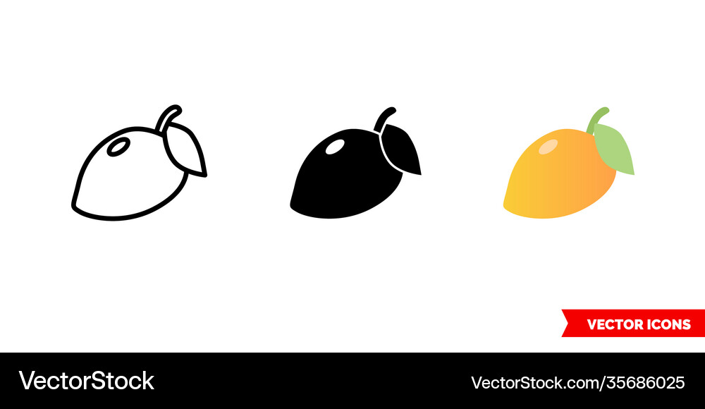 Mango icon 3 types color black and white Vector Image
