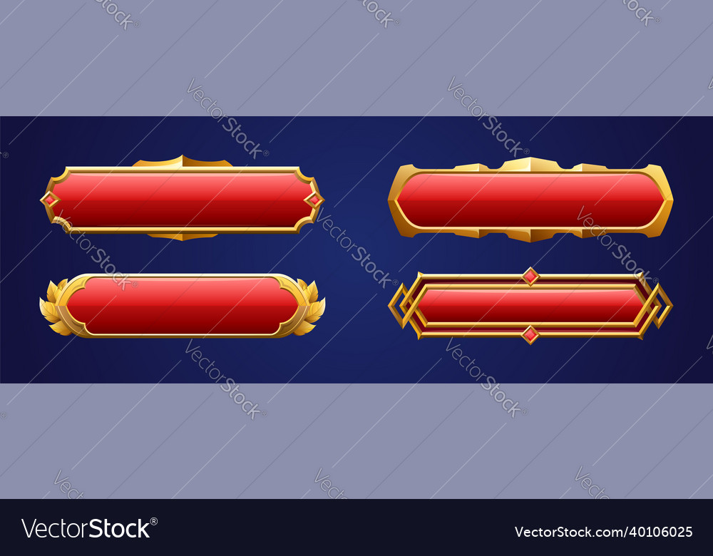 Medieval buttons ui game menu isolated elements Vector Image