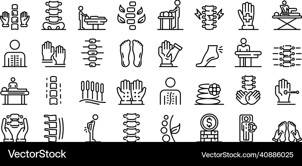 Osteopathy icons set outline style Royalty Free Vector Image