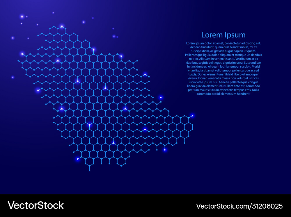 Saudi arabia map from futuristic hexagonal shapes Vector Image