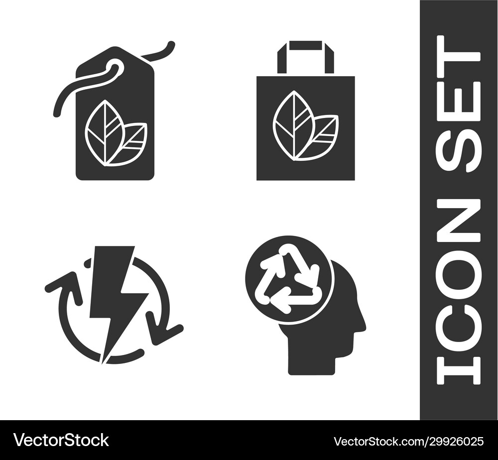 Set human head with recycle tag with leaf symbol Vector Image