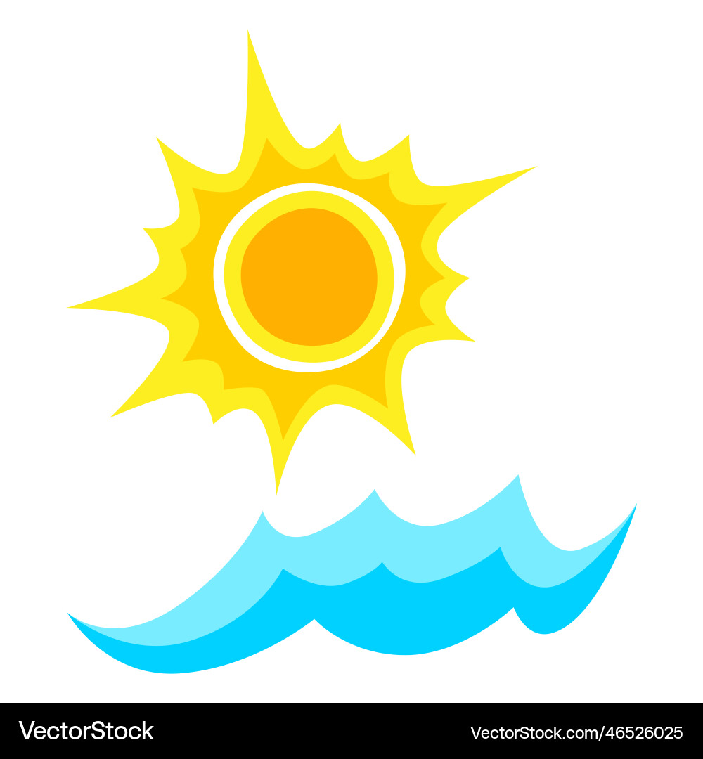 Summer sun and sea wave stylized Royalty Free Vector Image