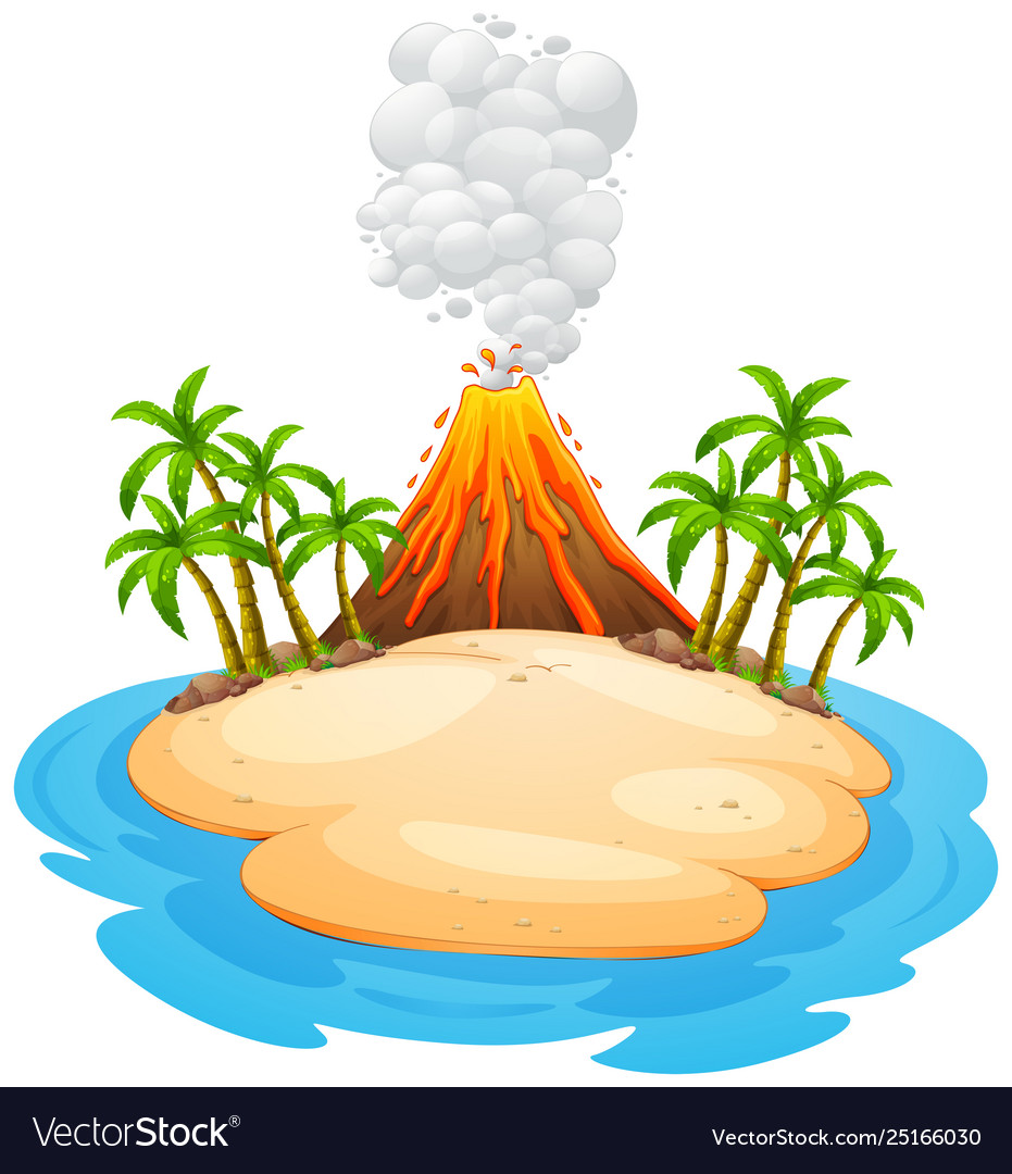 A volcano eruption island Royalty Free Vector Image