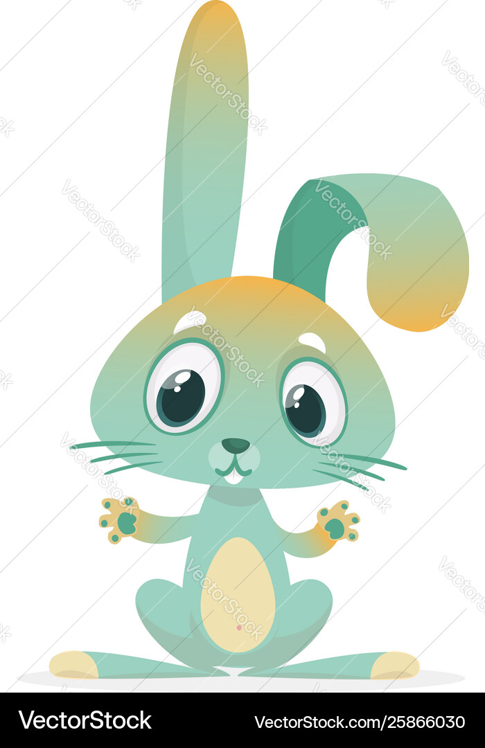 Cartoon cute rabbit with big ears Royalty Free Vector Image