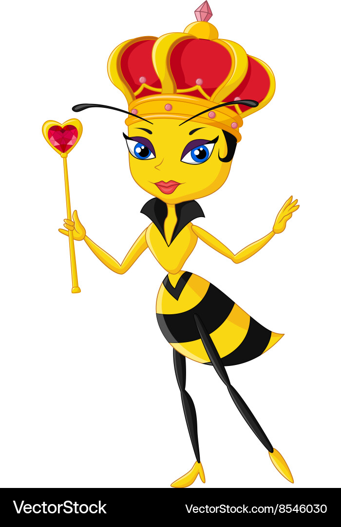 Cartoon queen bee isolated on white background Vector Image