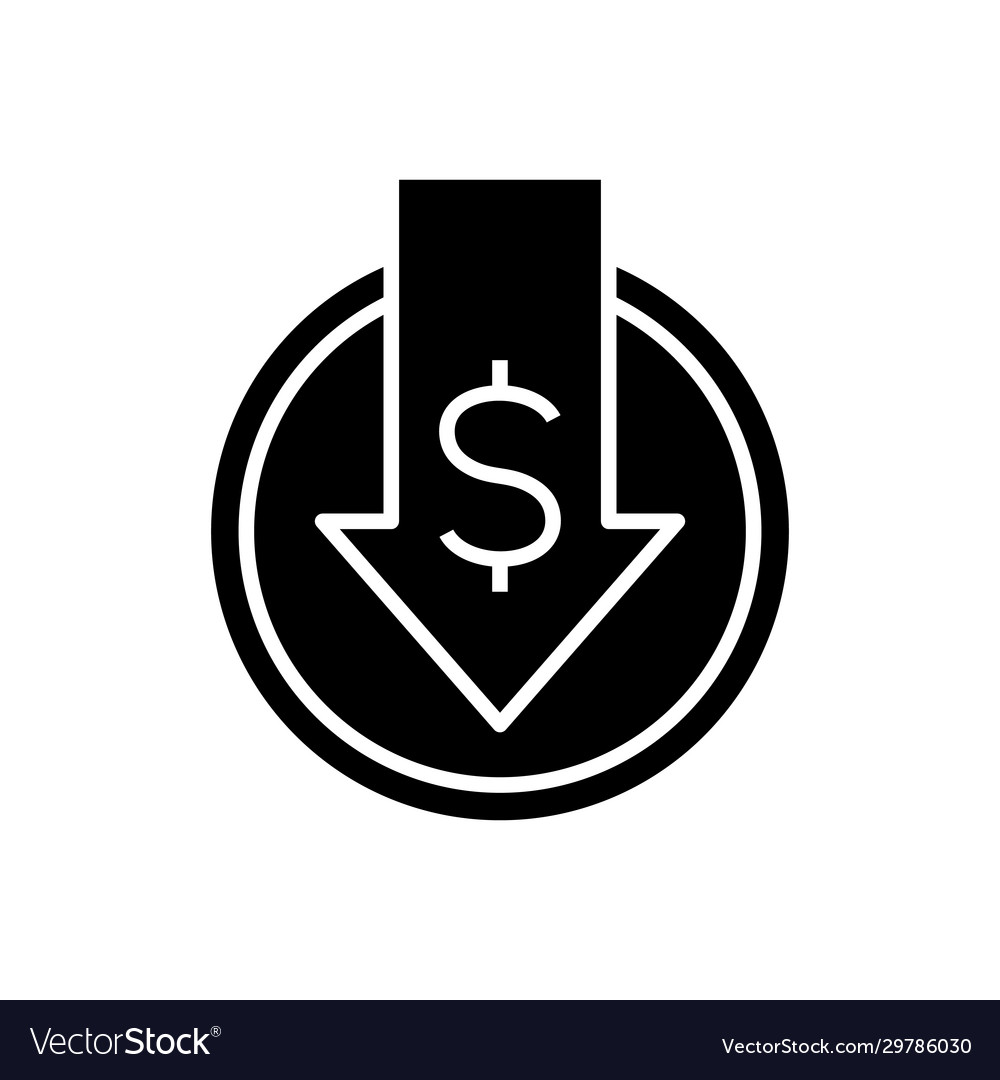 Dicrease profits black icon concept Royalty Free Vector