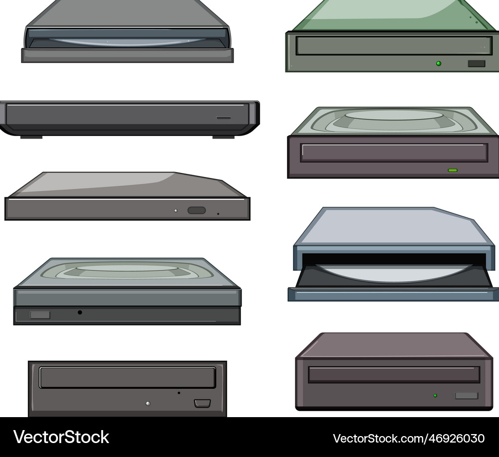 Dvd drive set cartoon Royalty Free Vector Image