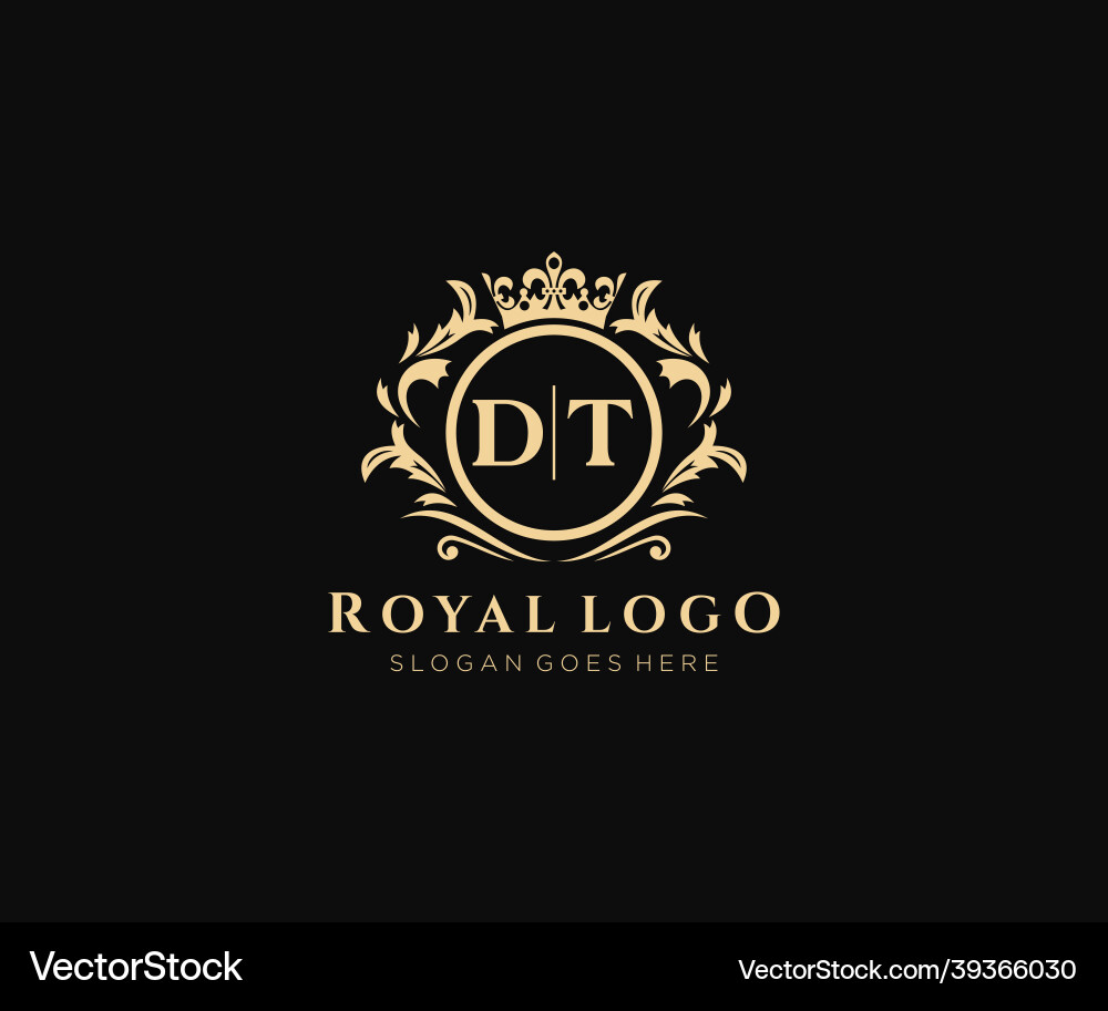 Initial dt letter luxurious brand logo template Vector Image