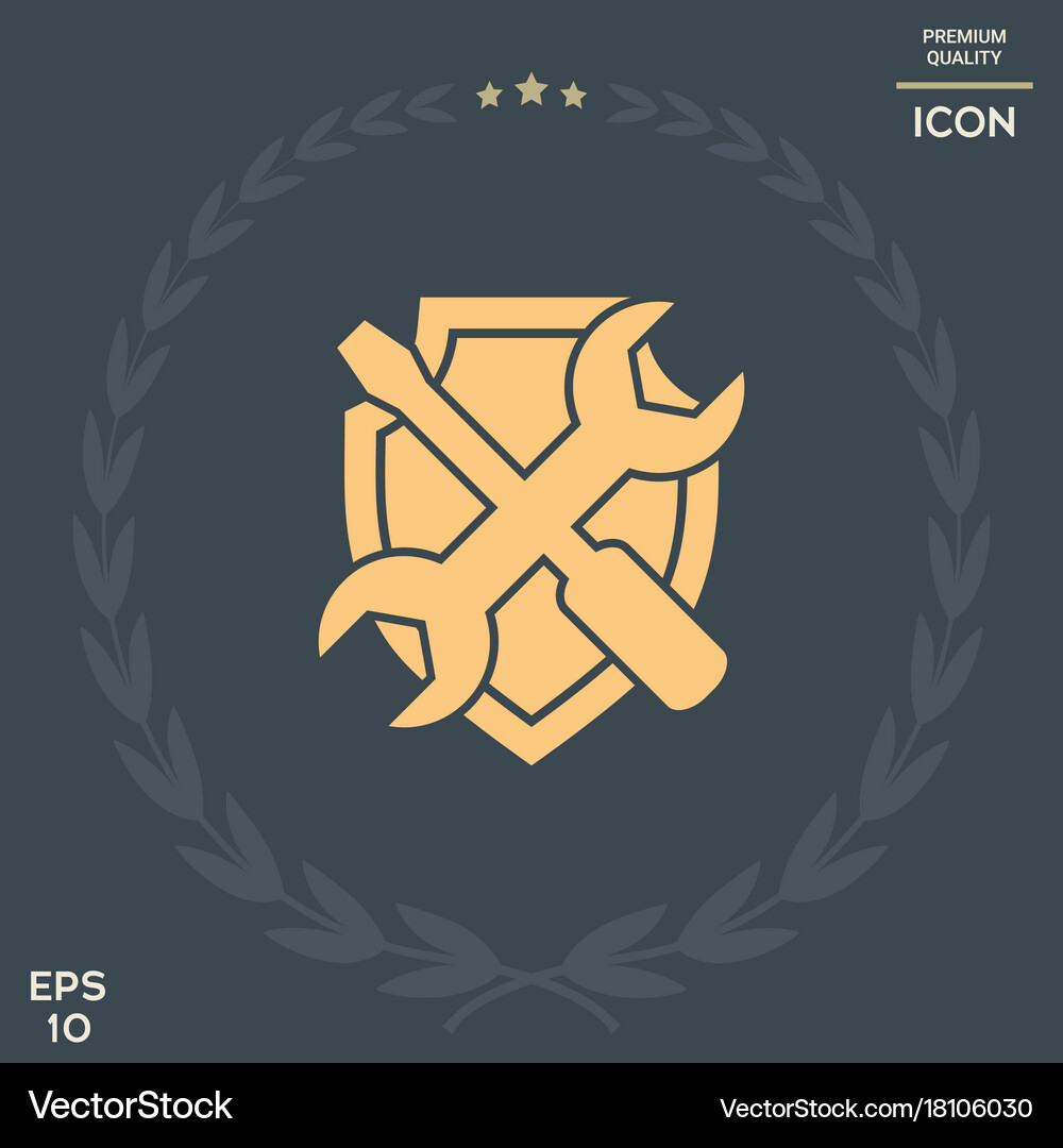 Service symbol icon - shield with screwdriver and Vector Image