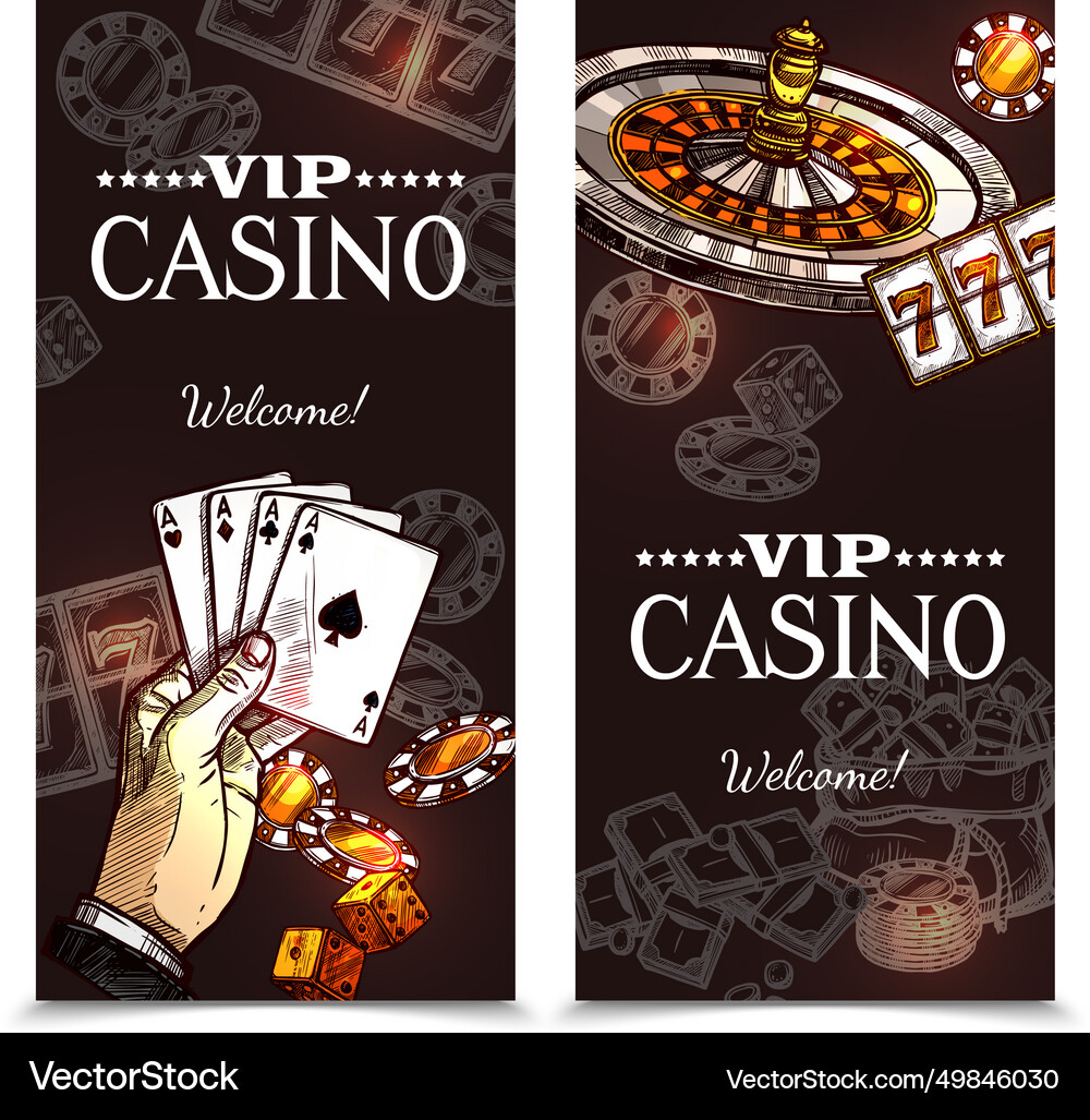 Sketch casino vertical banners Royalty Free Vector Image