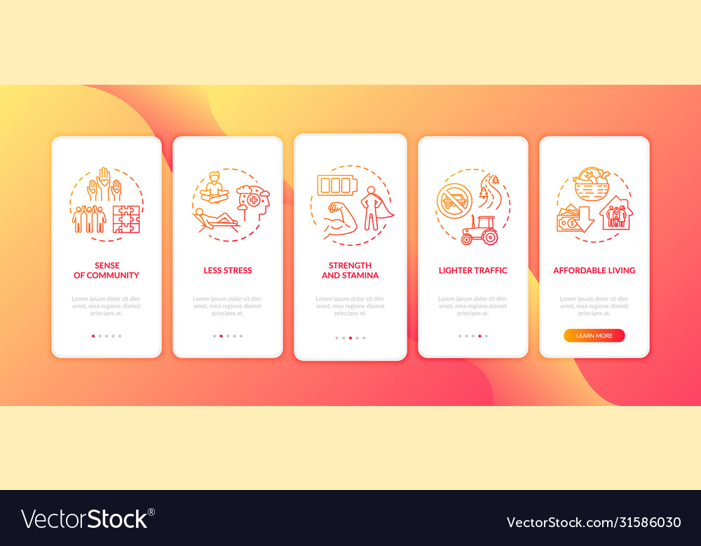 Suburb life conditions onboarding mobile app page Vector Image