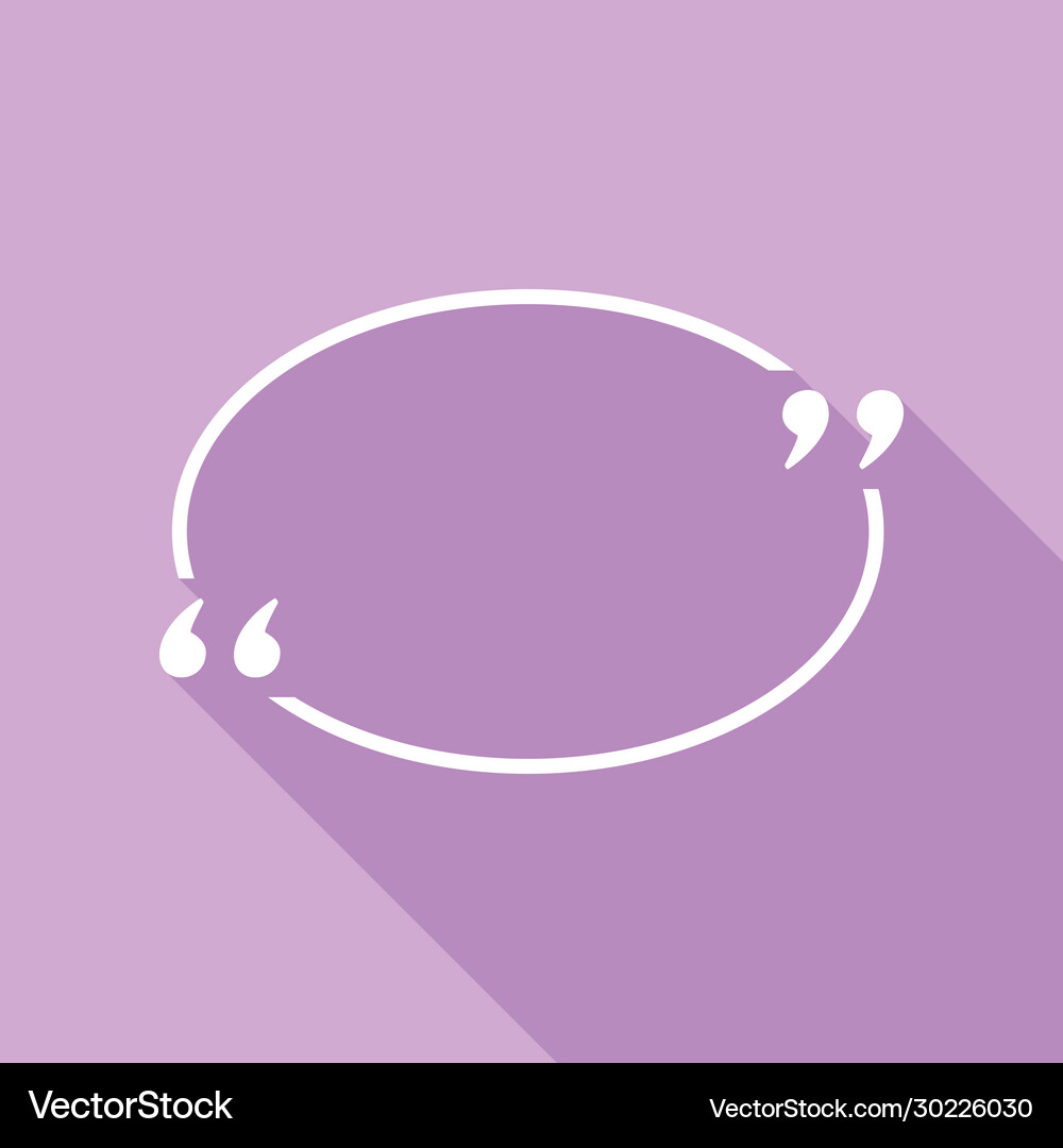Text quote sign white icon with long shadow Vector Image